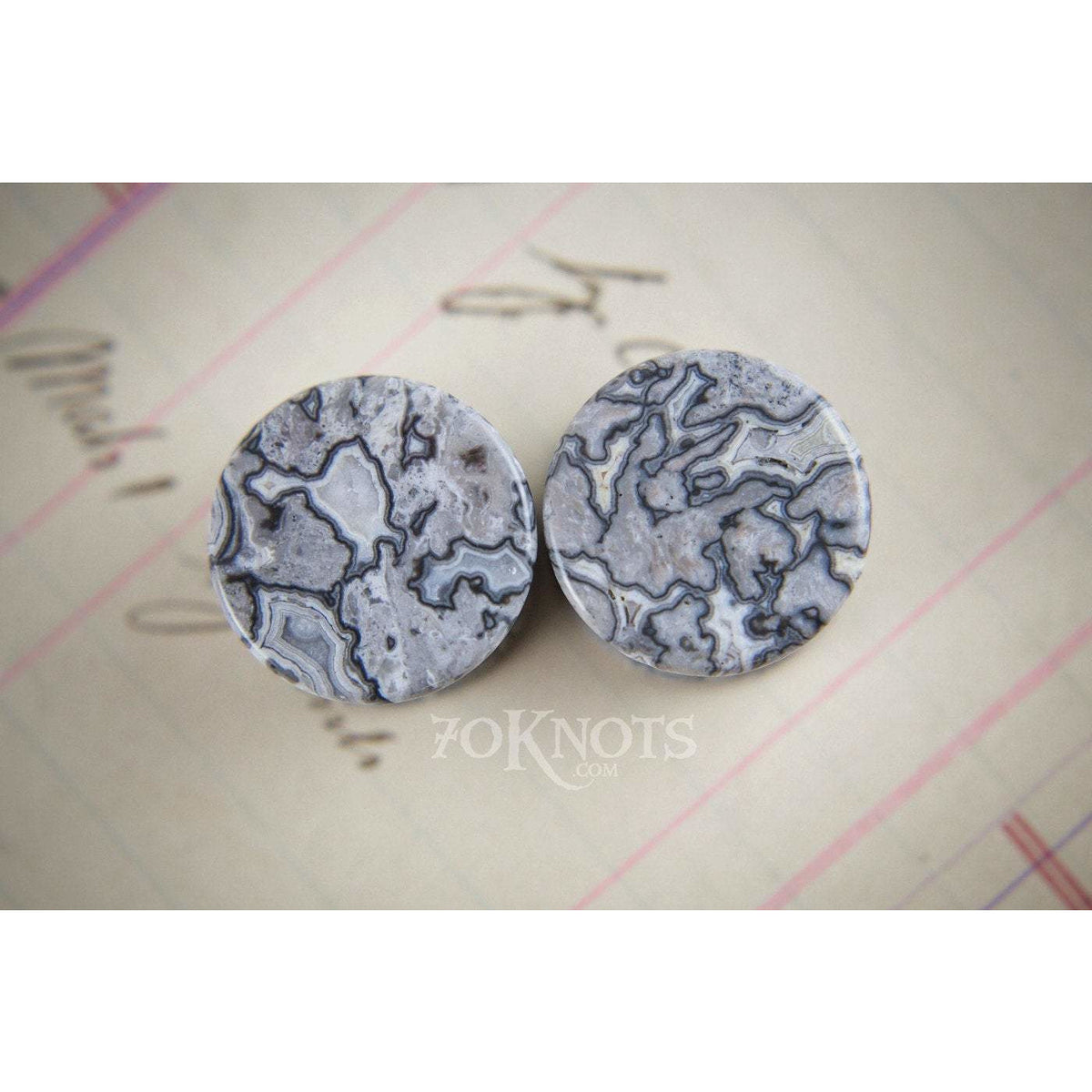 Wave Jasper Double Flared Plugs, Pair | 70 Knots